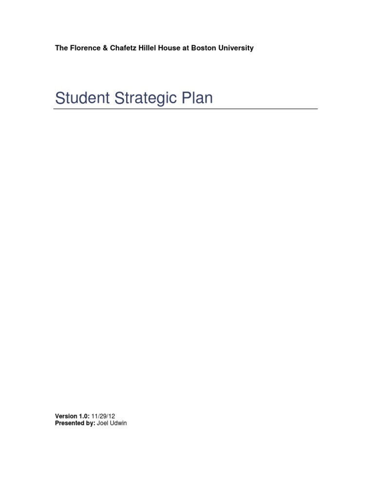 Student Strategic Plan: The Florence & Chafetz Hillel House at Boston ...