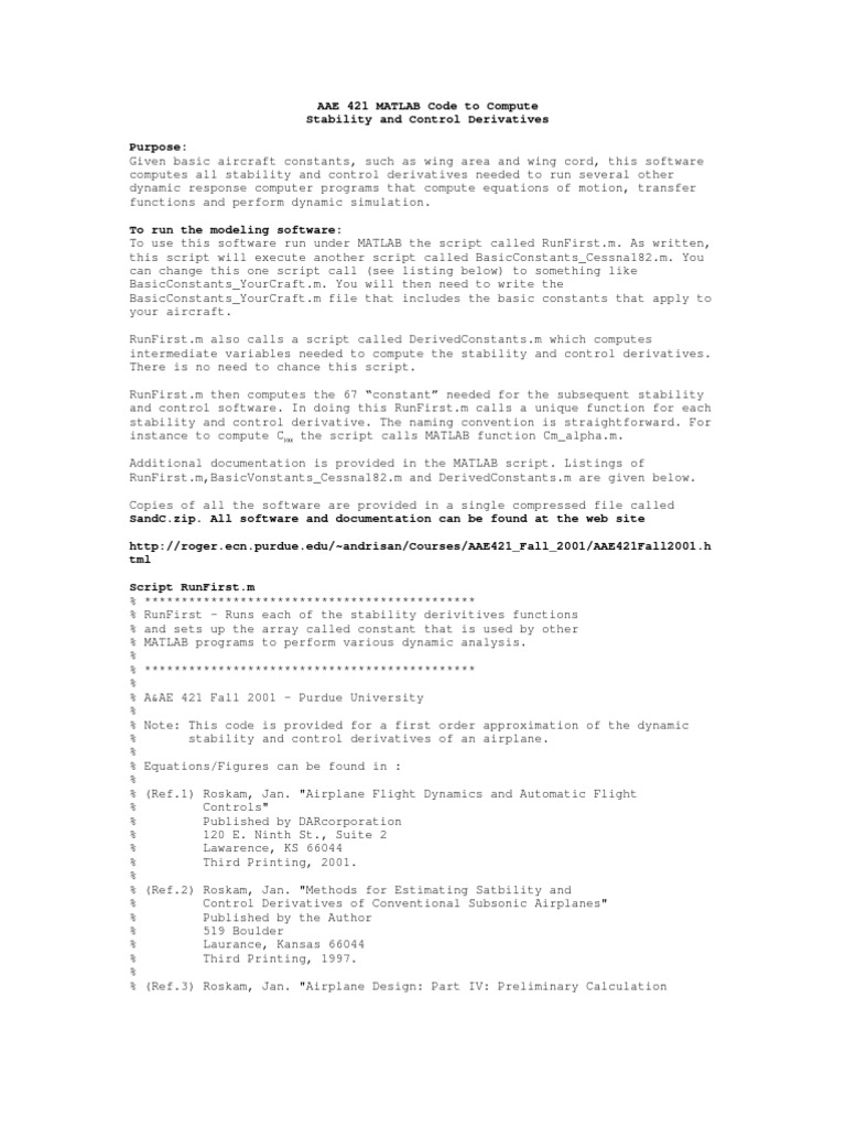 Computation of Stability and Control Derivatives for Dynamic Modeling of Aircraft | PDF | Lift ...