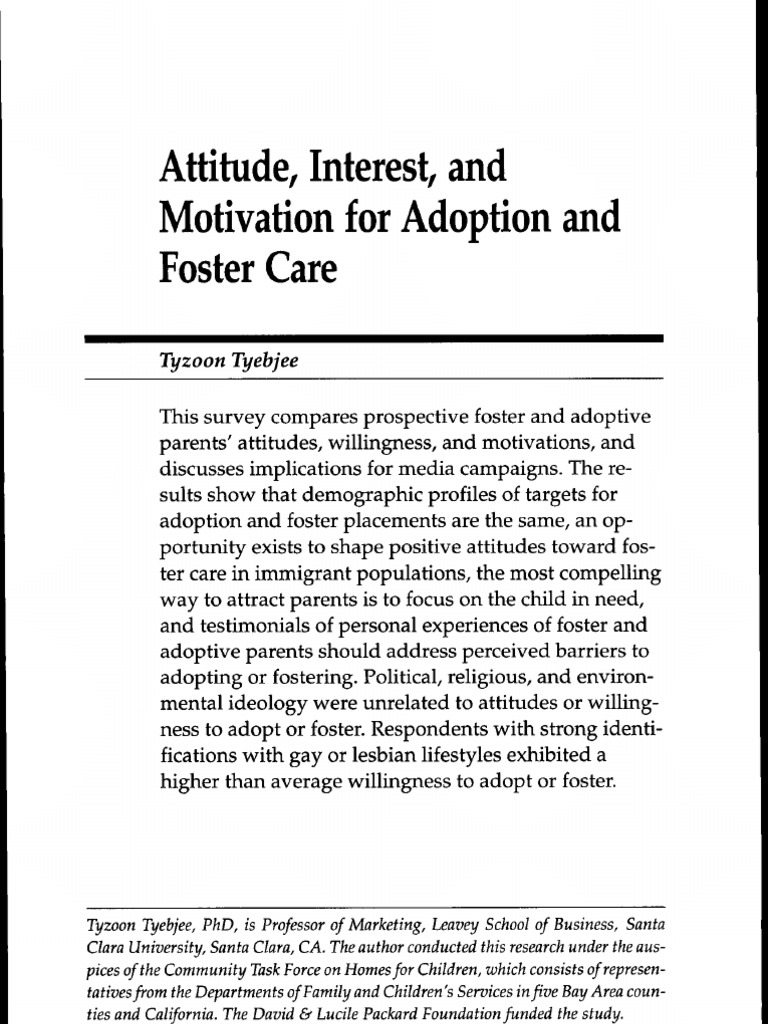 Tyebjee T. 2003. Attitude, Interest, and Motivation For Adoption and ...