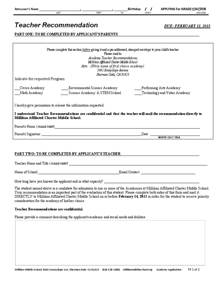 Teacher Recommendation | PDF | Applied Psychology | Educational Psychology