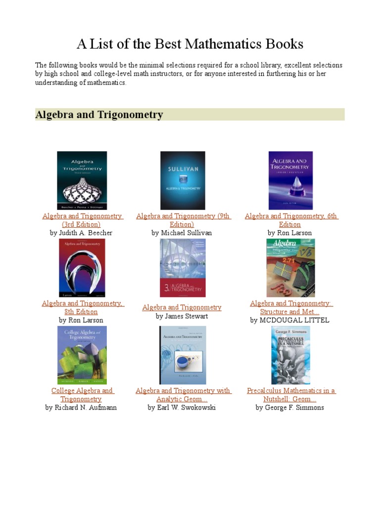 Top Mathematics Books for Self-Study | PDF | Mathematical Analysis ...