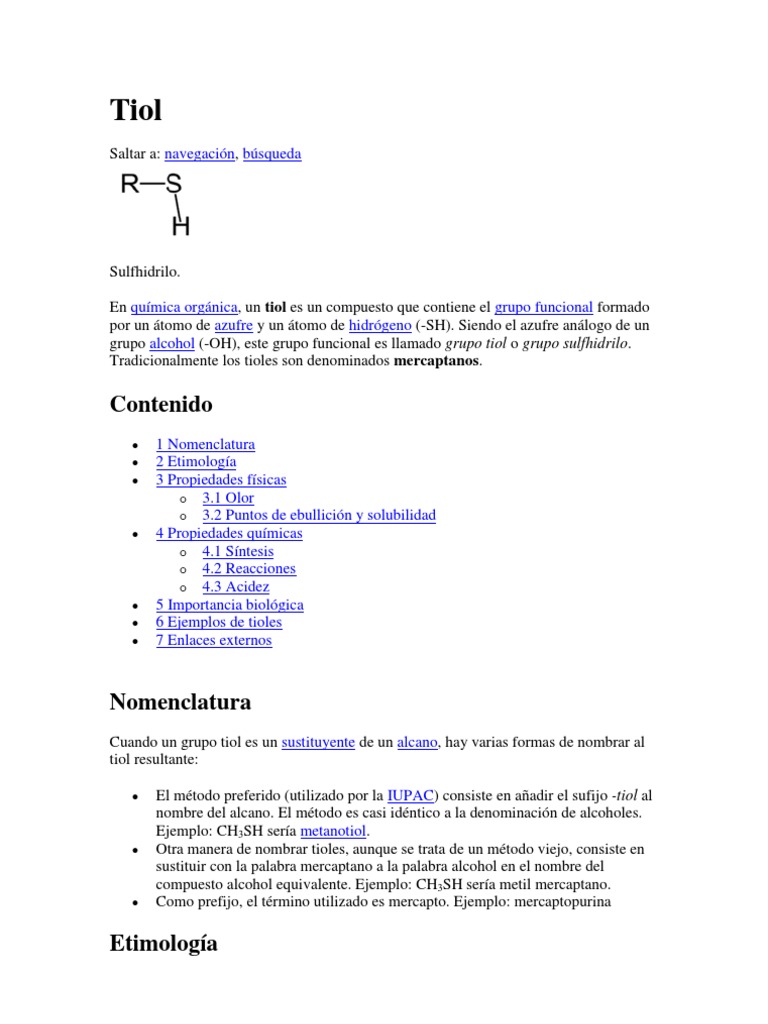 Tiol | PDF | Tiol | Química