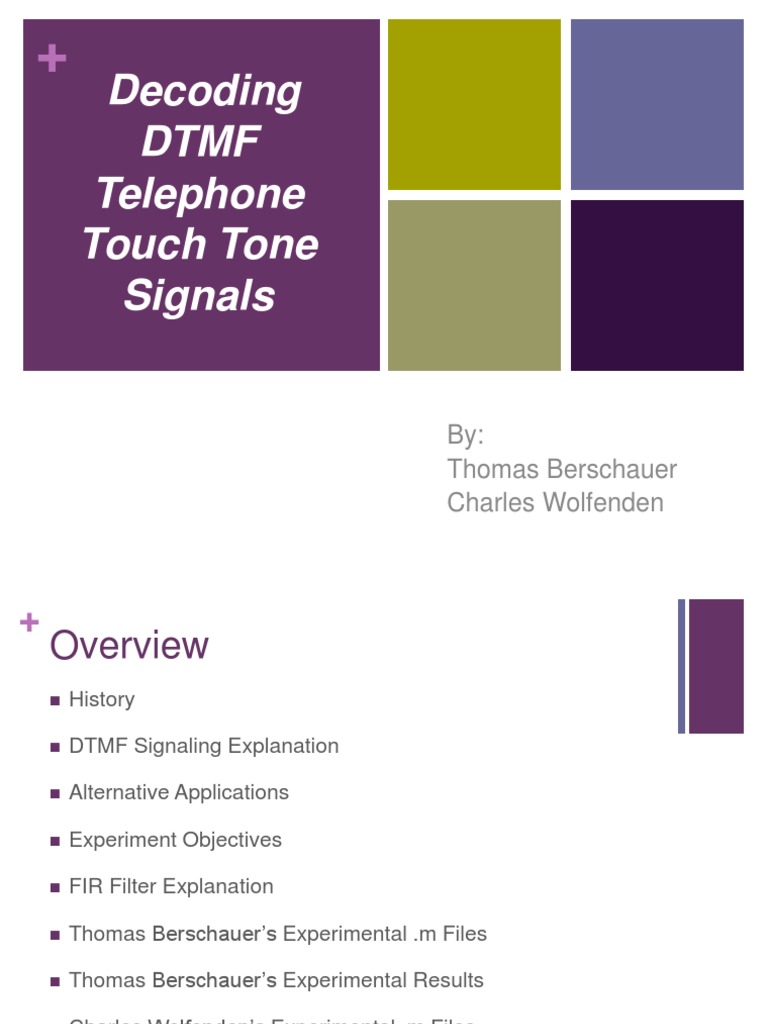 Decoding Dtmf Telephone Touch Tone Signals Pdf Telephony Oral Communication 