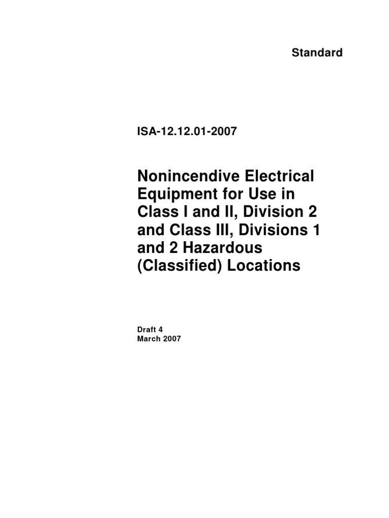 Nonincendive Electrical Equipment For Use in Class I and II, Division 2 ...