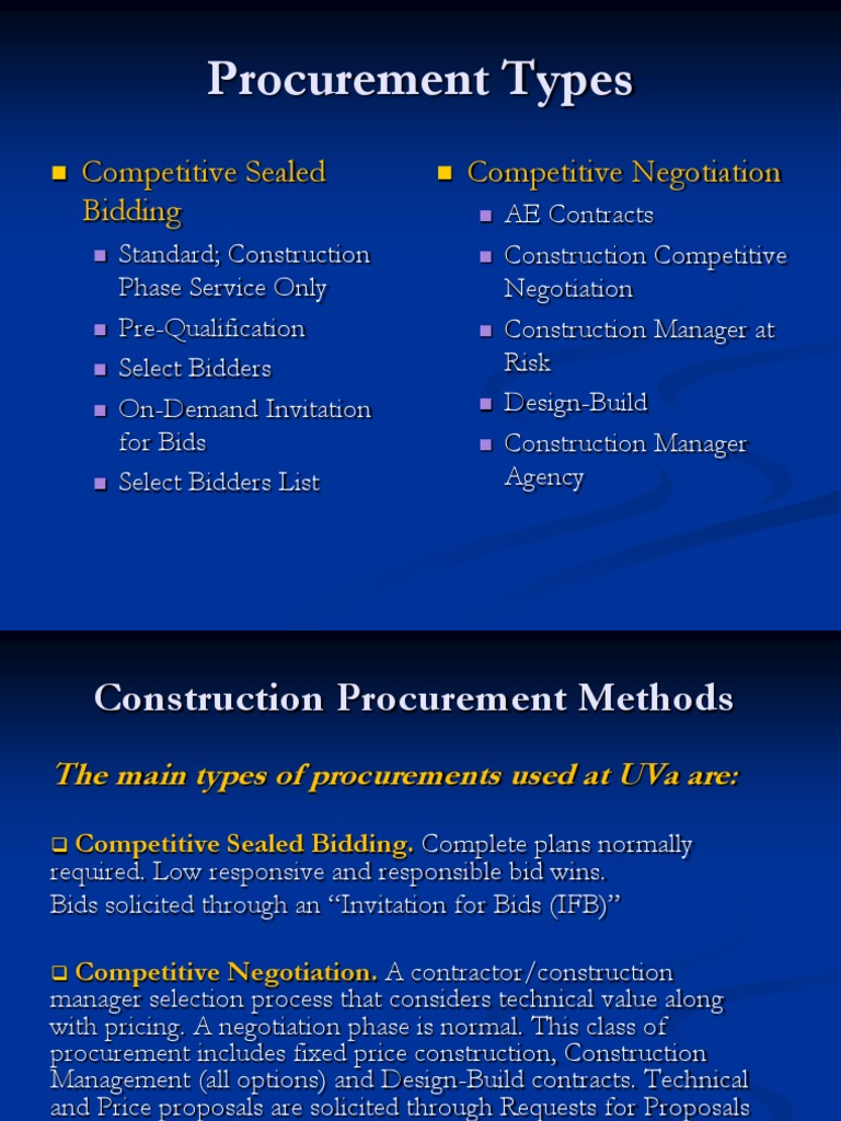 UVa Construction Procurement Methods | PDF