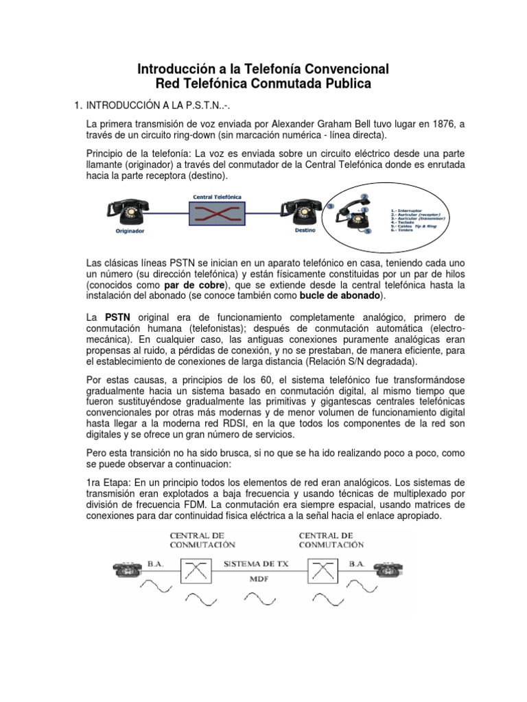 1 PSTN Concepto General | PDF | Red Telefónica Conmutada | Central ...