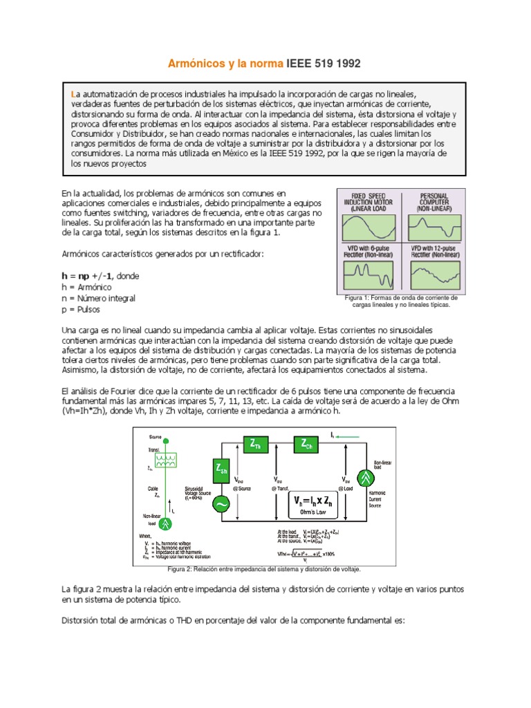 Armonicos y La Norma IEEE 519 1992 | PDF | Armónico | voltaje