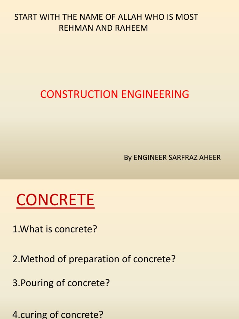 Construction Engineering: Start With The Name of Allah Who Is Most ...