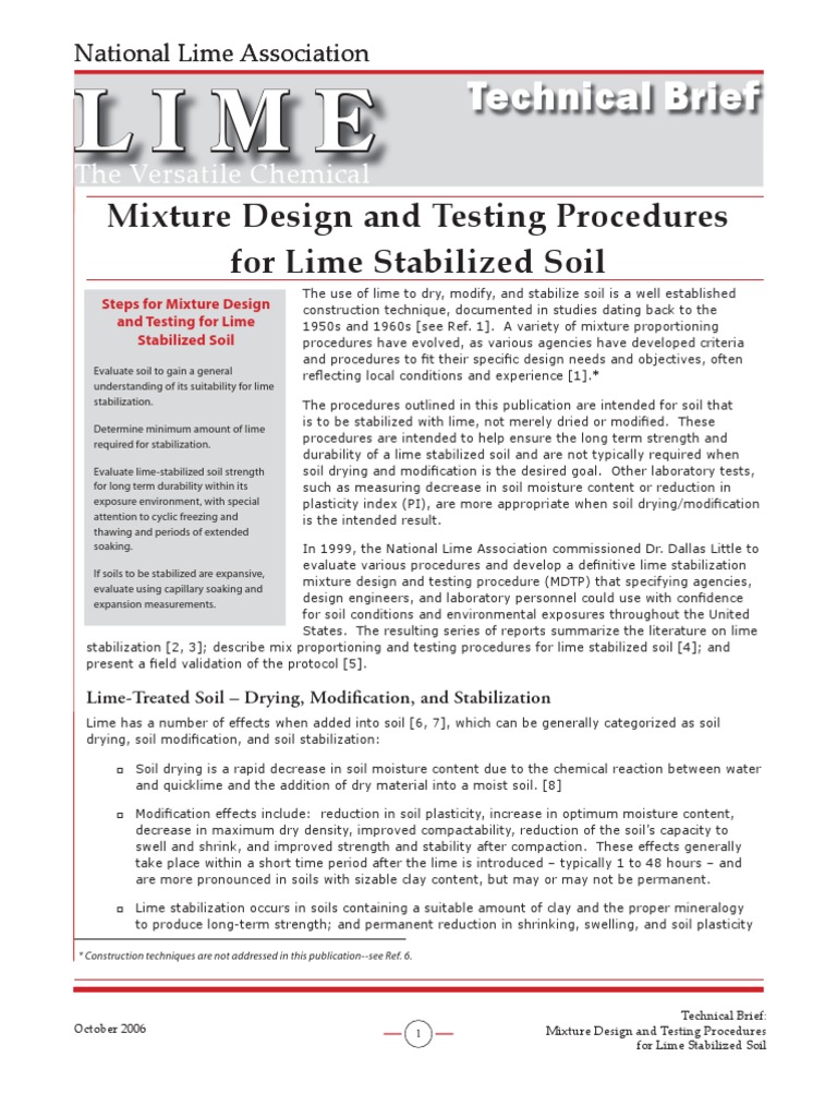 Mixture Design Lime Stabilized Soil | PDF