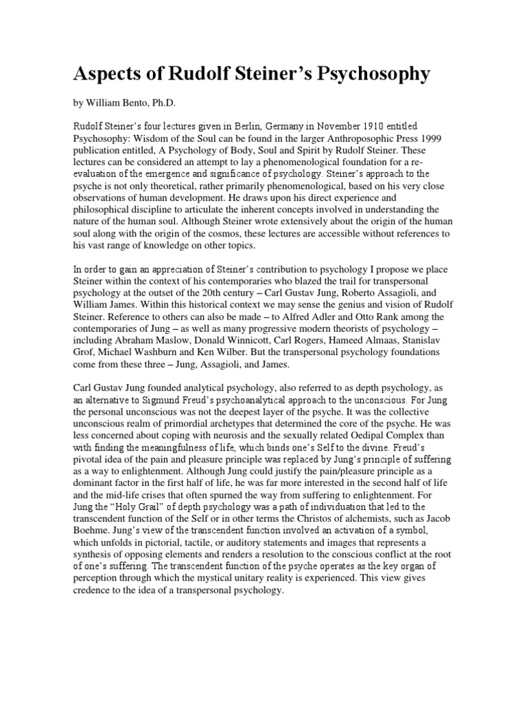 Understanding Rudolf Steiner's Psychosophy | PDF | Rudolf Steiner | Memory