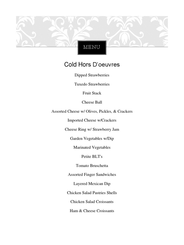 Cold Menu | PDF