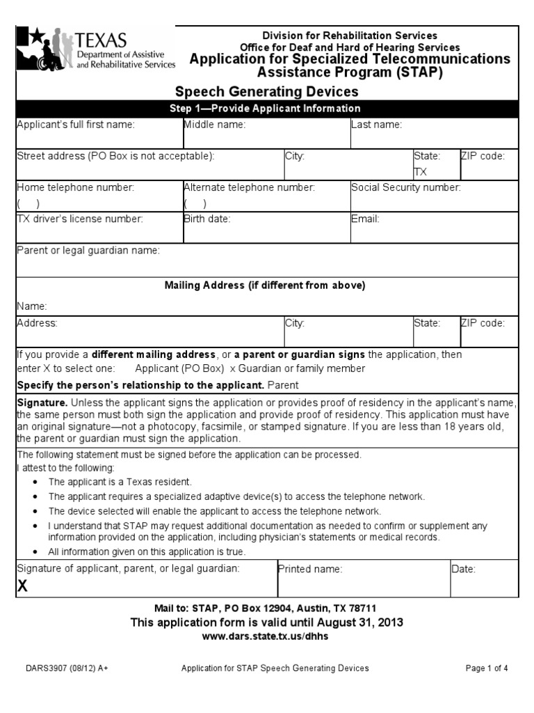 STAP Application | PDF | Telephone | Fax