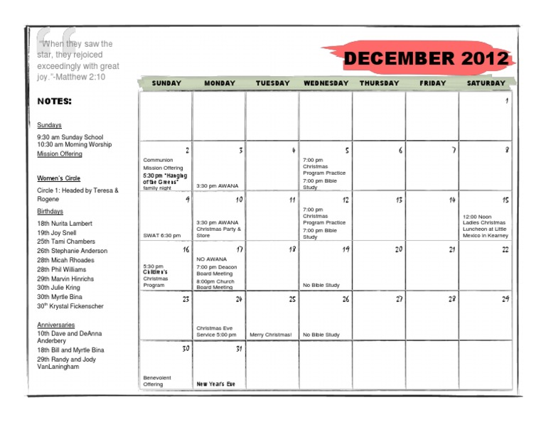 December 2012 Calendar | PDF