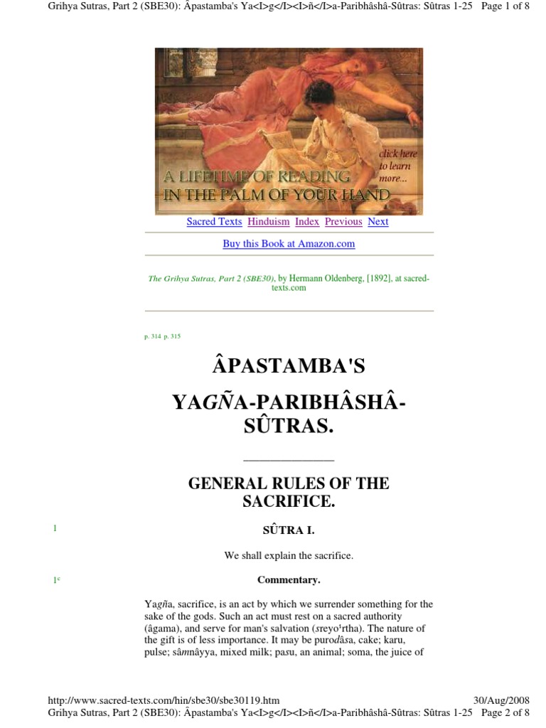 Apastamba's Yajna Paribhasha Sutras 1 PDF | PDF | Vedas | Sacrifice