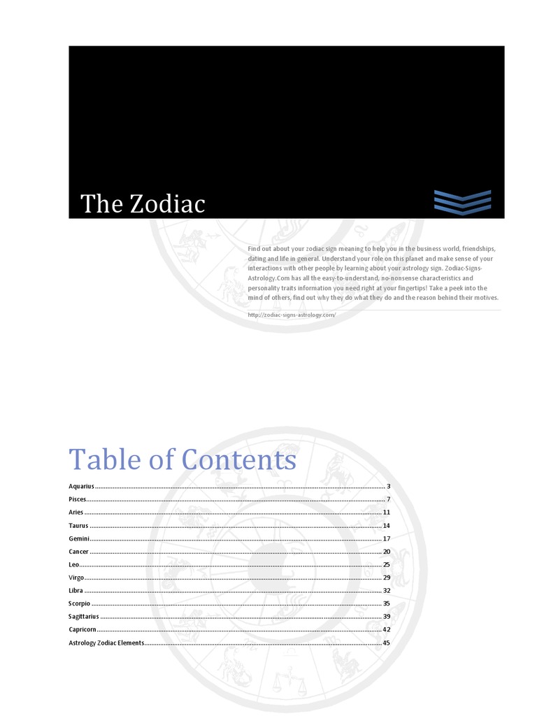 Zodiac Signs Characteristics | PDF | Astrology | Astrological Sign