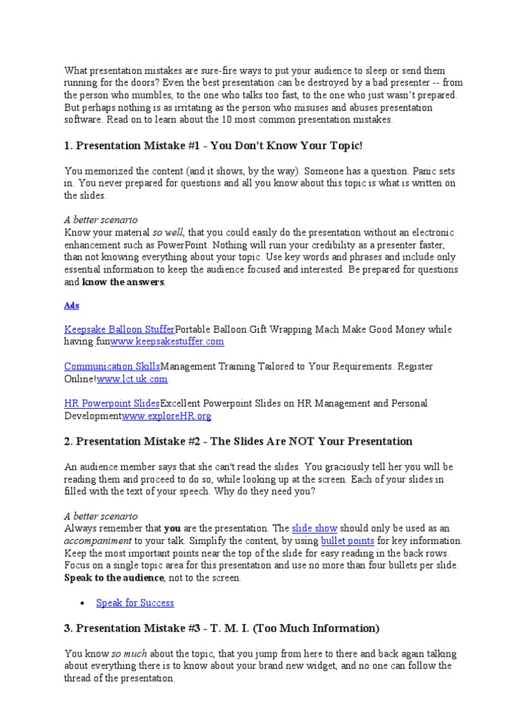 10 Common Presentation Mistakes | PDF | Art