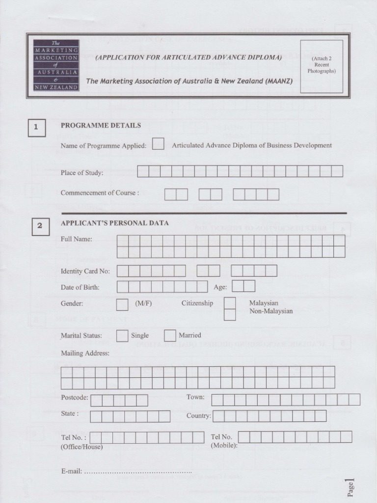 Articulated Diploma Application Form | PDF | Business