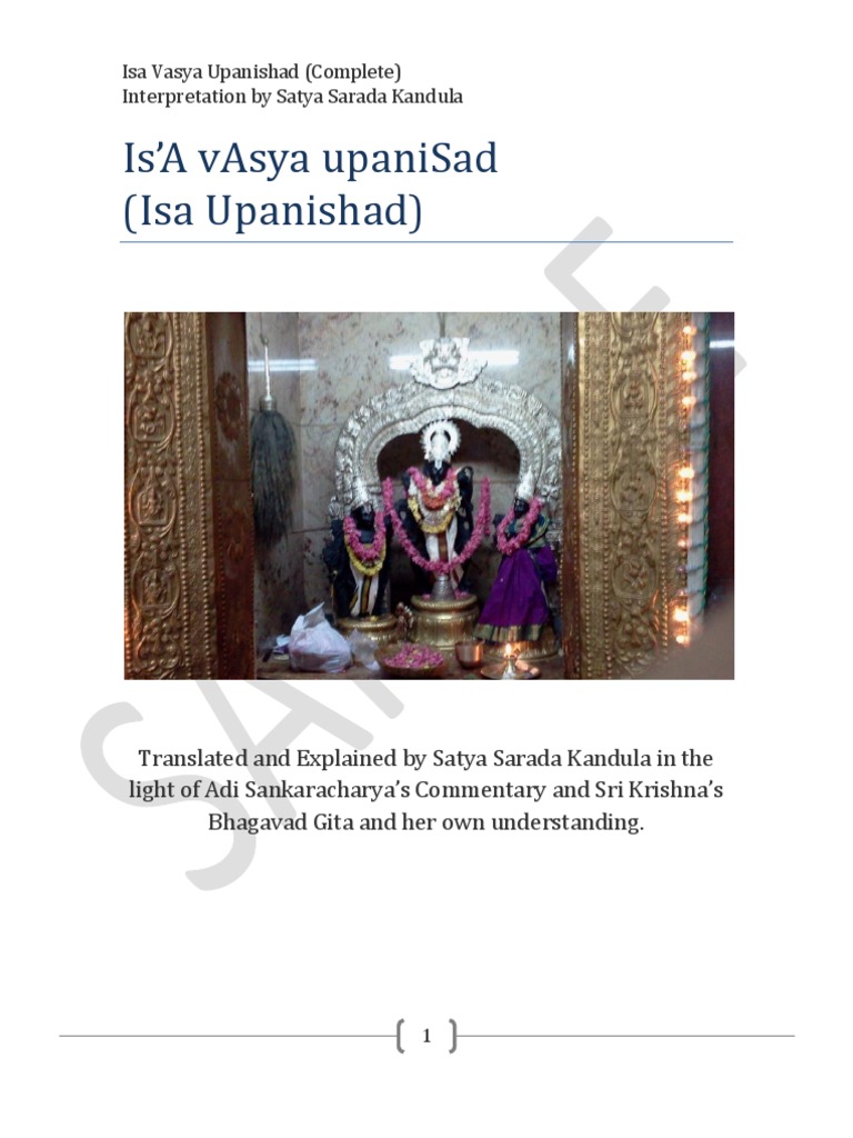 Isa Vasya Upanishad (Isa Upanishad) | PDF | Upanishads | Theism