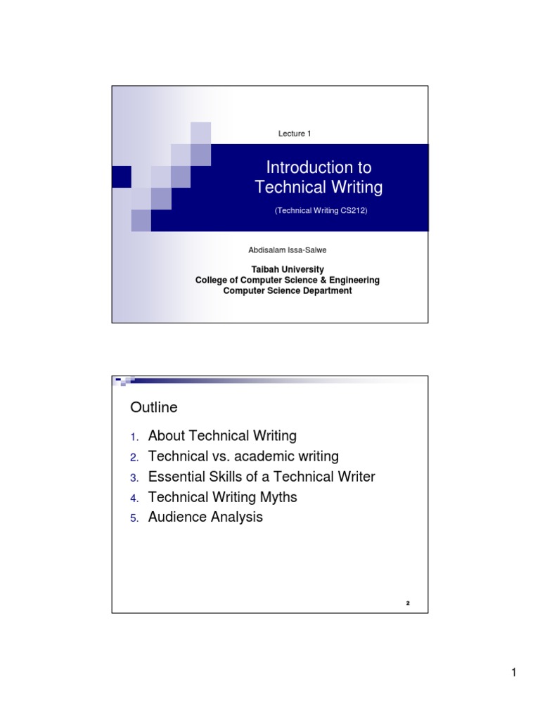 Introduction To Technical Writing (Technical Writing CS212) | PDF ...