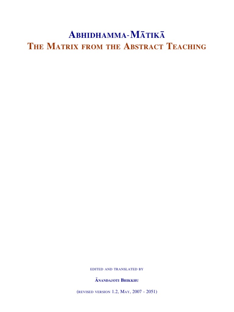 Abhidhamma Matika | PDF | Indian Religions | Religious Behaviour And ...