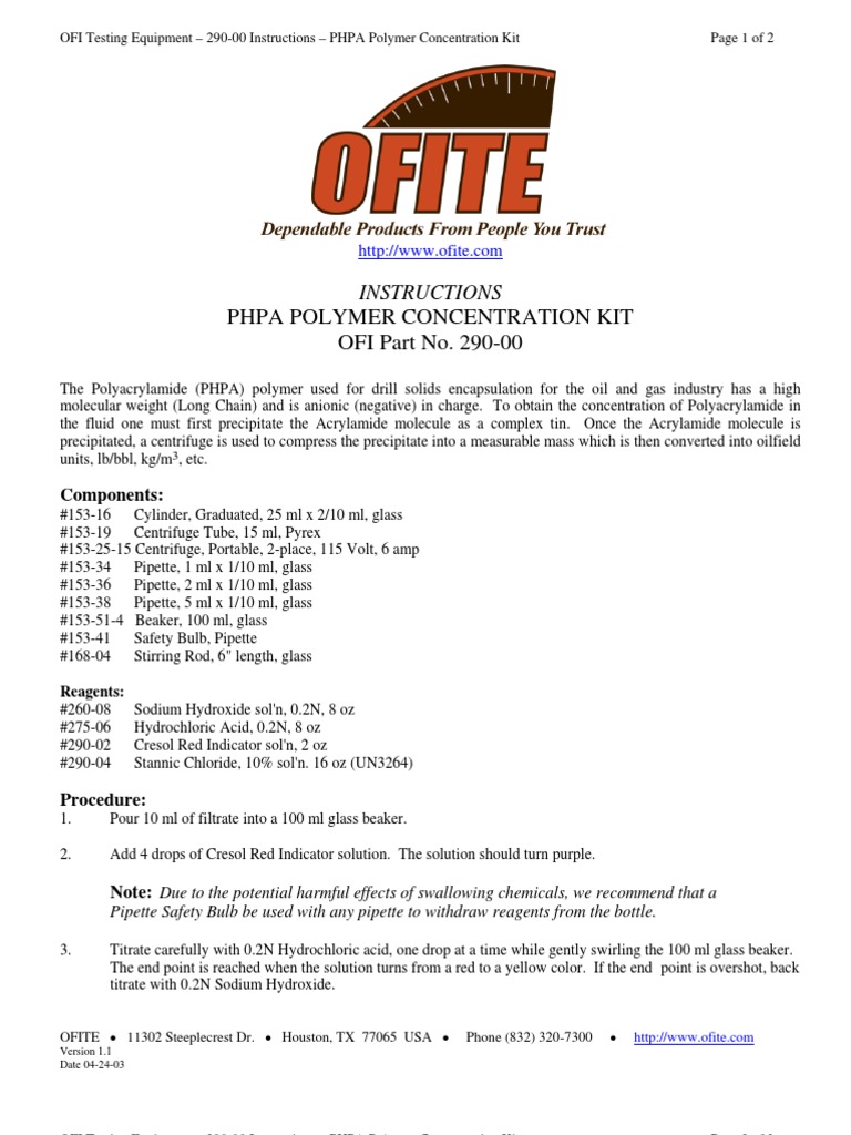 PHPA Test | PDF | Glasses | Precipitation (Chemistry)