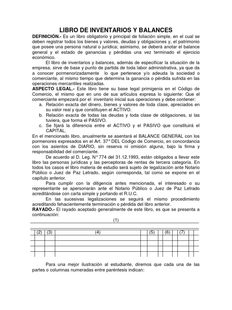 Libro de Inventarios y Balances | PDF | Bienes (Ley) | Contabilidad