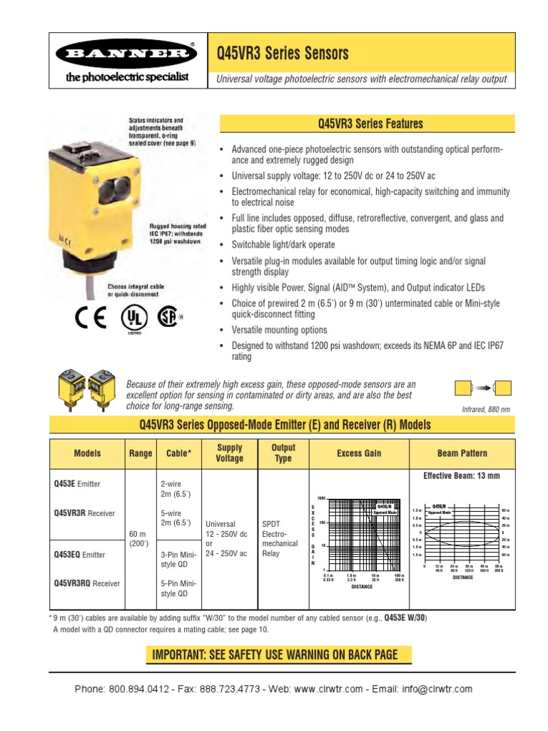 Banner Q45 Photoelectric Sensors | PDF | Optical Fiber | Switch