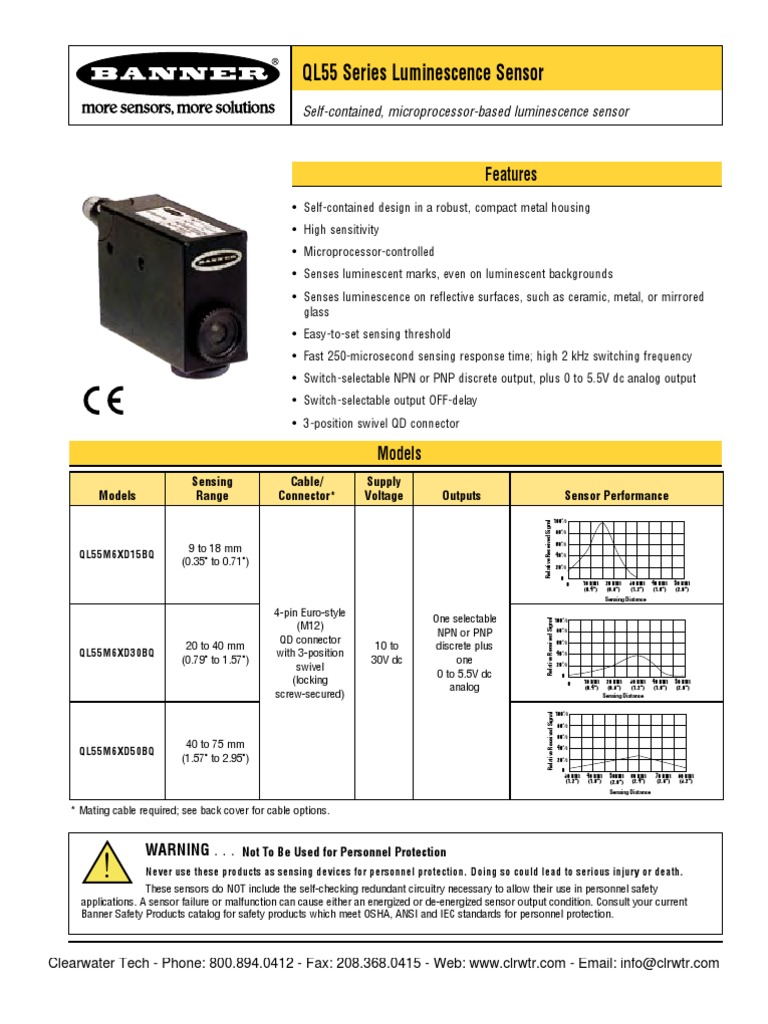 Banner QL55 Luminescence Sensors | PDF | Bipolar Junction Transistor | Light Emitting Diode