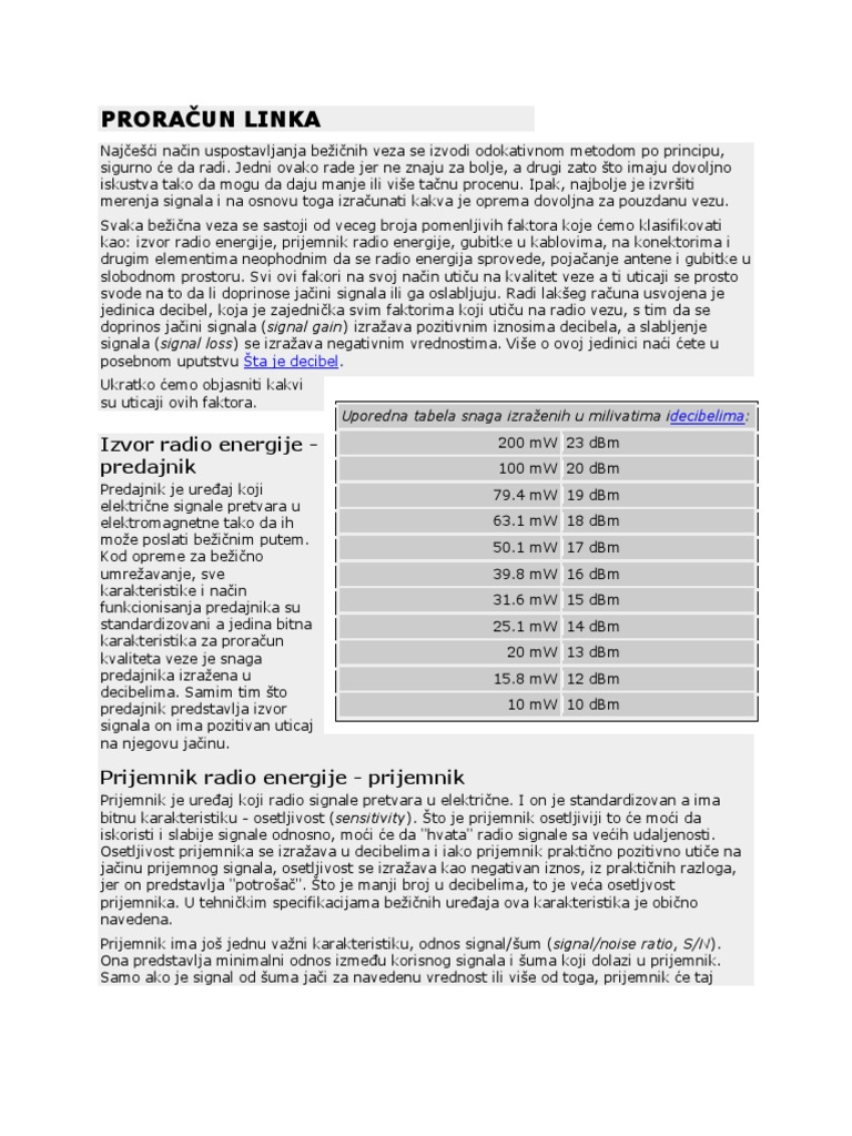 Proračun Linka | PDF