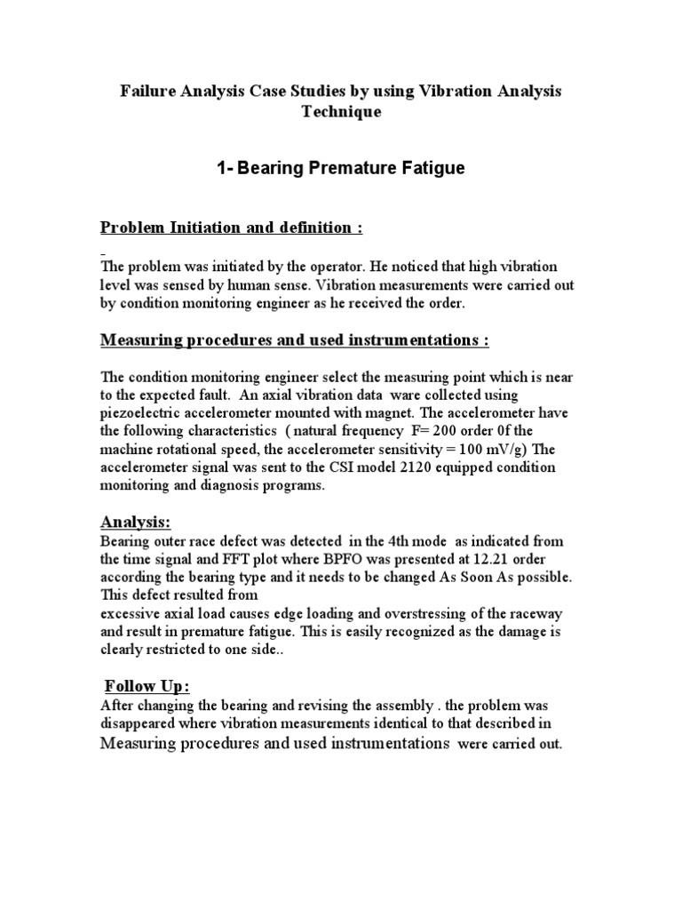 Failure Analysis Case Studies by Using Vibration Analysis T | PDF ...