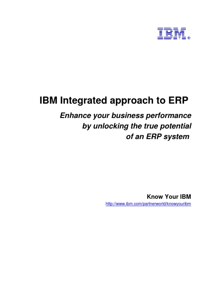IBM Integrated Approach To ERP: Enhance Your Business Performance by ...
