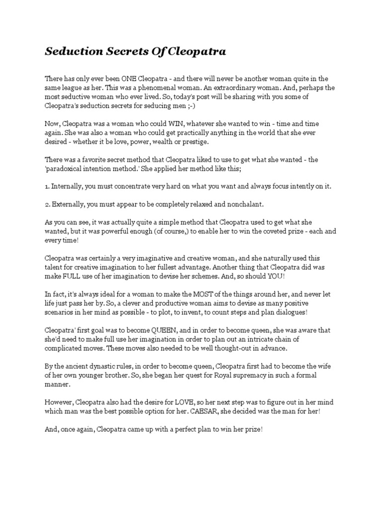 Seduction Secrets of Cleopatra | PDF | Cleopatra | Julius Caesar