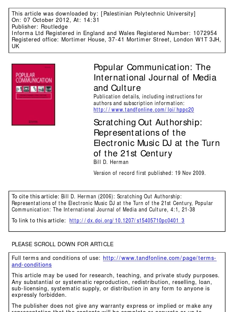 Popular Communication: The International Journal of Media and Culture ...