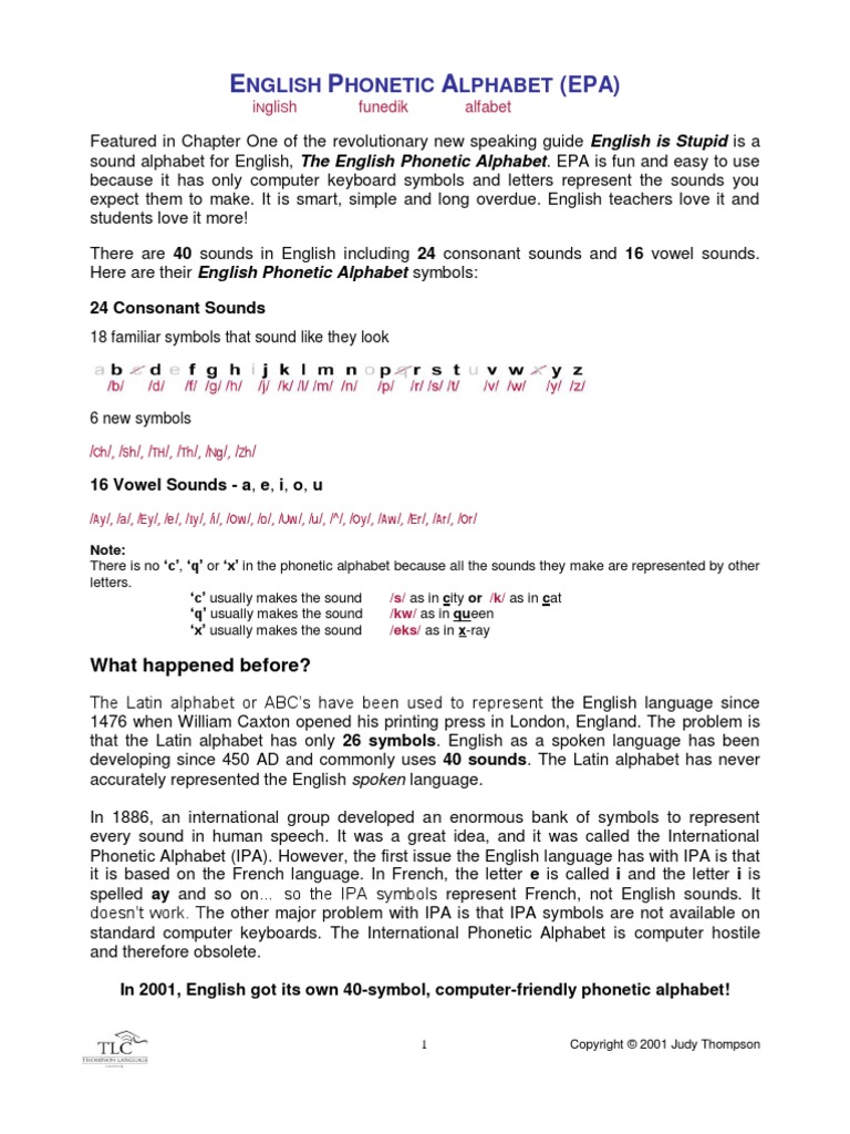 English Phonetic Alphabet Article PDF | PDF | Alphabet | Consonant