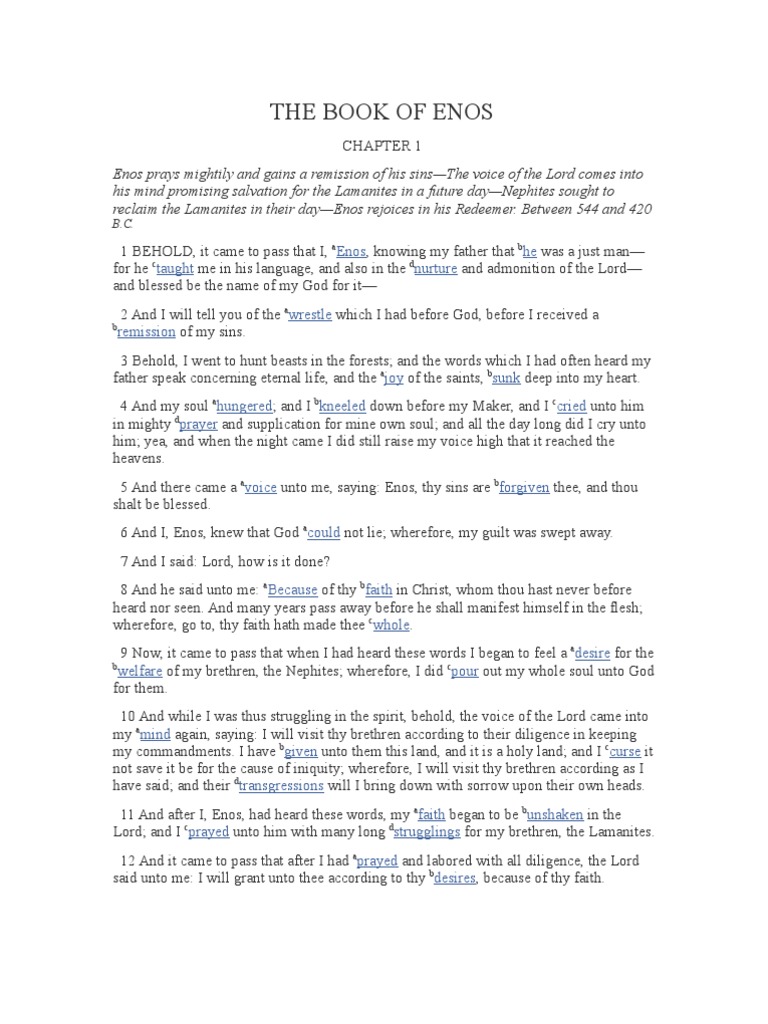Enos' Prayer and Redemption Story | PDF