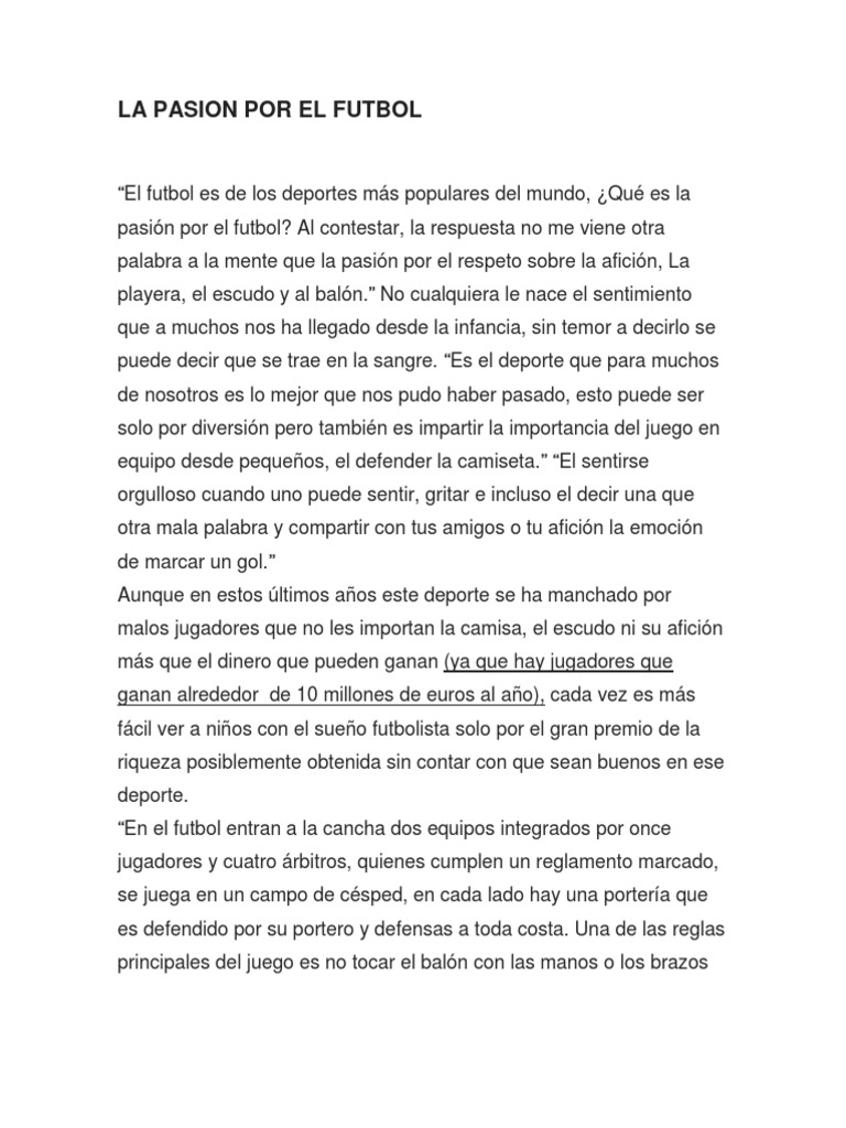 La Pasión por el Fútbol | PDF | Asociación de Futbol | Deportes de equipo