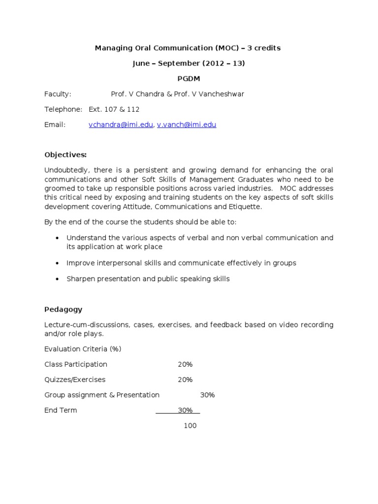 Moc | PDF | Skill | Etiquette