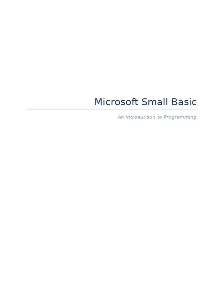 Introducing Microsoft Small Basic | Download Free PDF | Control Flow ...