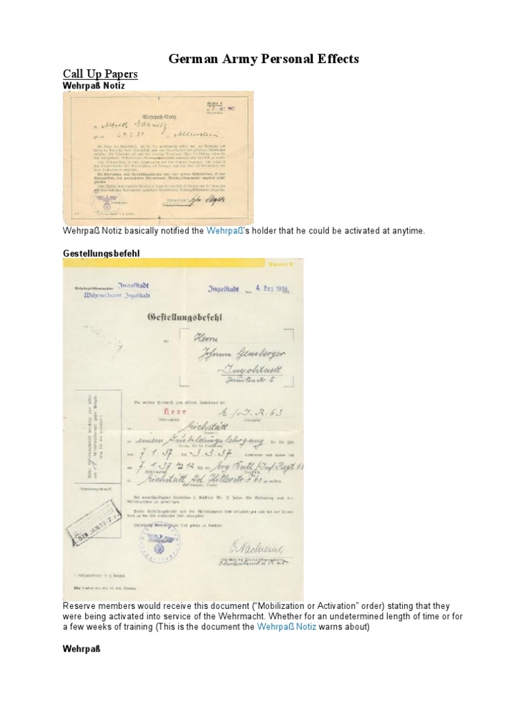 German Wehrmacht Service Documents | PDF | Military | Military Science