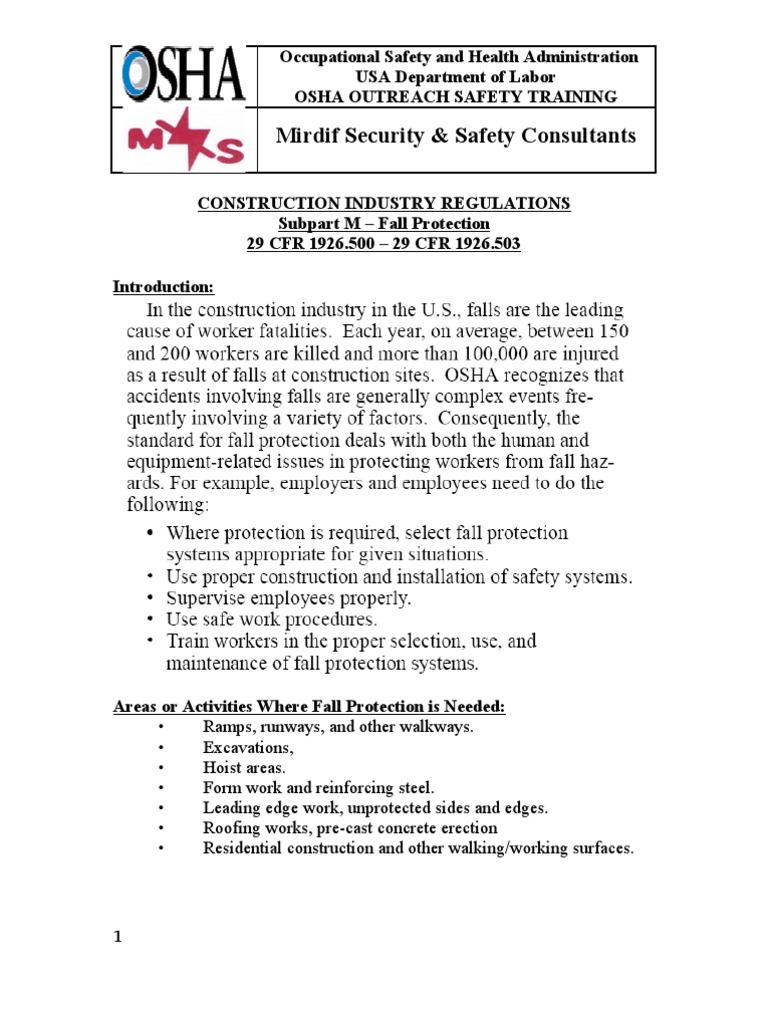 2 Fall Protection | PDF | Occupational Safety And Health Administration ...