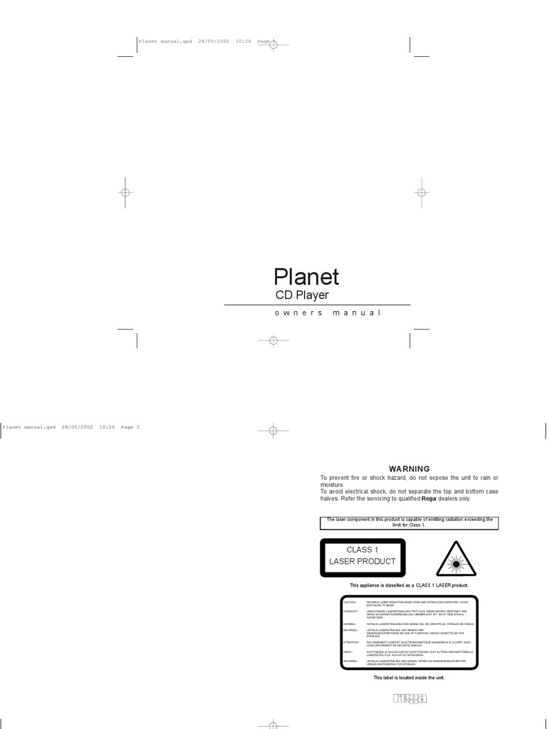 Rega Planet 2000 Manual | PDF | Ac Power Plugs And Sockets | Compact Disc