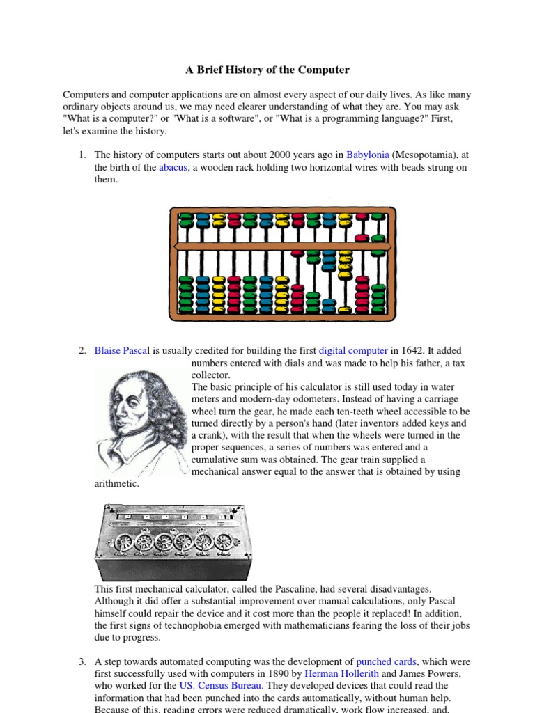A Brief History of The Computer | PDF | Computer Data Storage ...