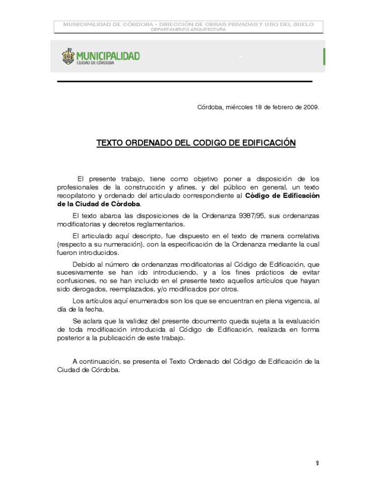 Cód. Edificación - Texto Ordenado | PDF