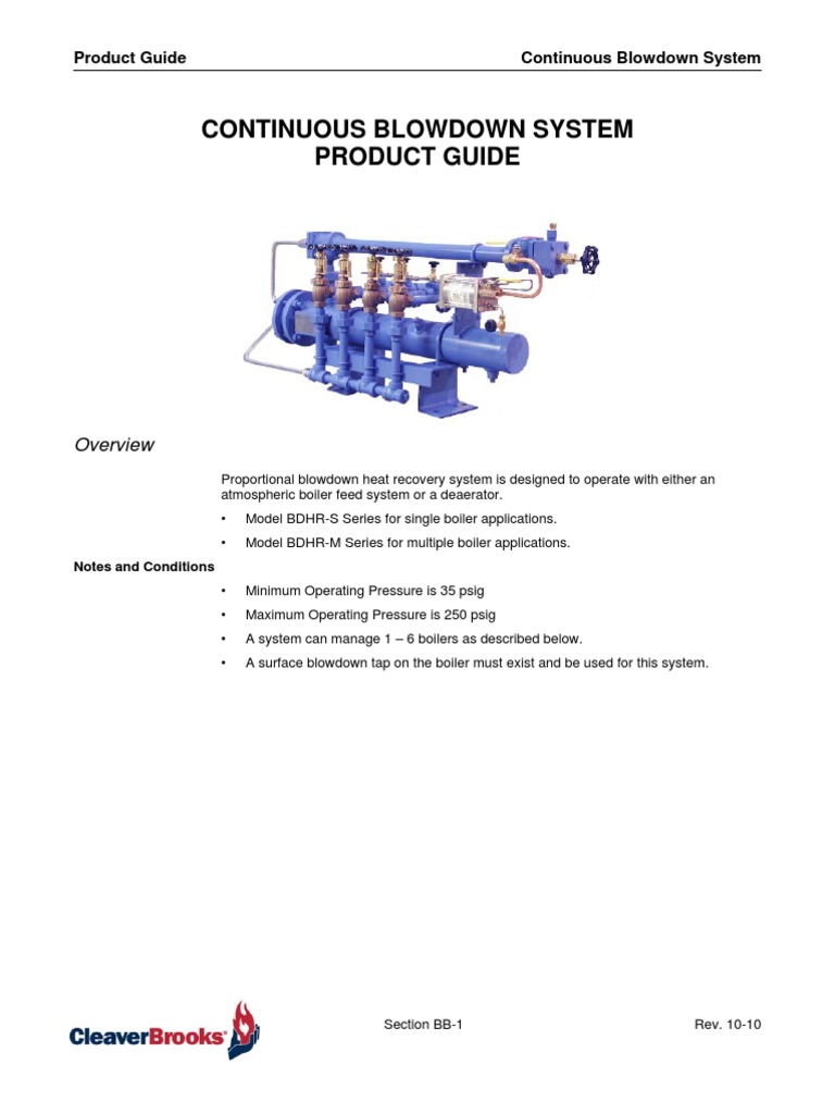 Continuous Blowdown Heat Recovery Systems | PDF | Valve | Boiler