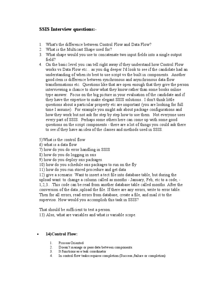 SSIS Interview Questions | PDF | Microsoft Sql Server | Databases