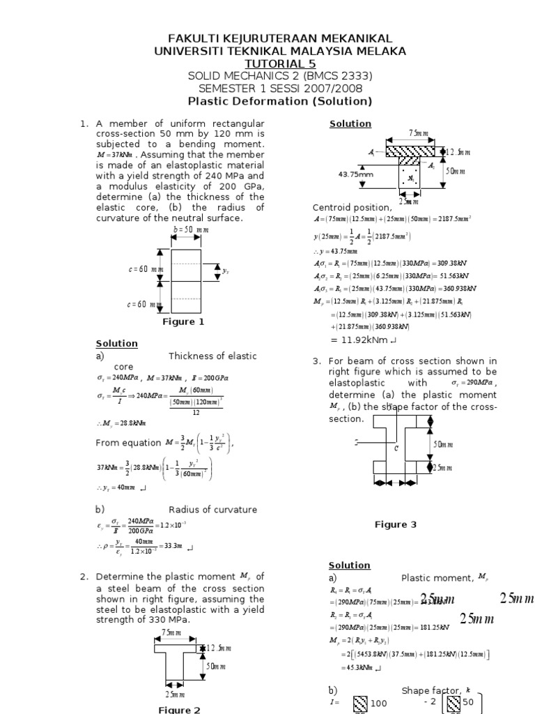 TUTORIAL 5 - Plastic Deformation-Solution | PDF | Deformation (Engineering) | Plasticity (Physics)