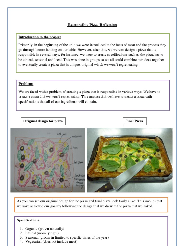 Responsible Pizza Reflection | PDF | Pizza | Vegetarianism