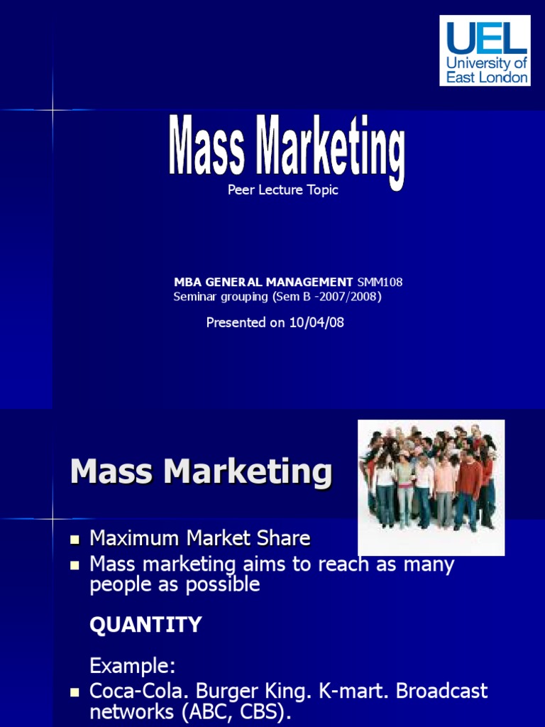 Mass Marketing | PDF | Advertising | Business Economics