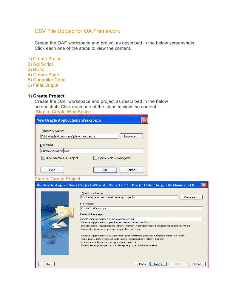CSV File Upload in OAF | PDF