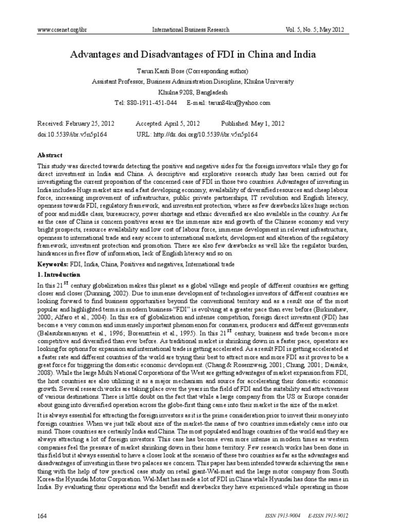 Advantages and Disadvantages of Fdi | PDF